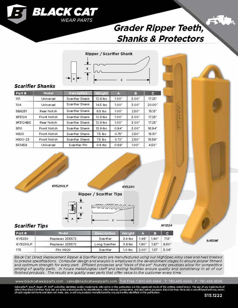 Ripper Shanks and Ripper Teeth for Excavators, Dozers and Motor Graders ...